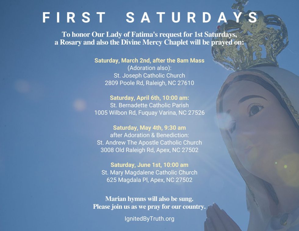 First Saturdays Rosary Event – April | Ignited by Truth