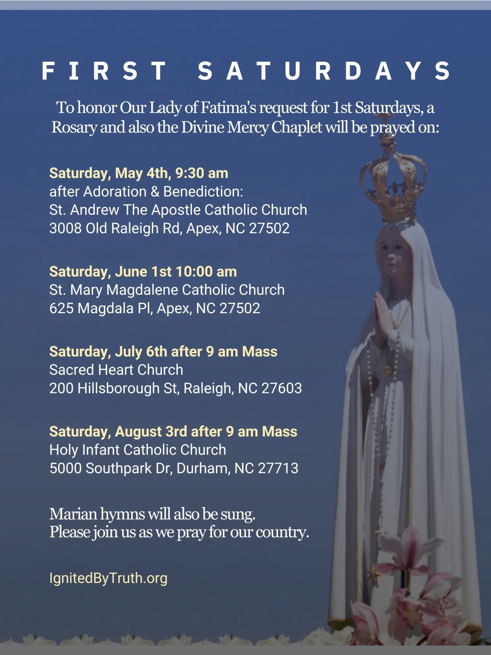 First Saturdays Rosary Event – August | Ignited by Truth