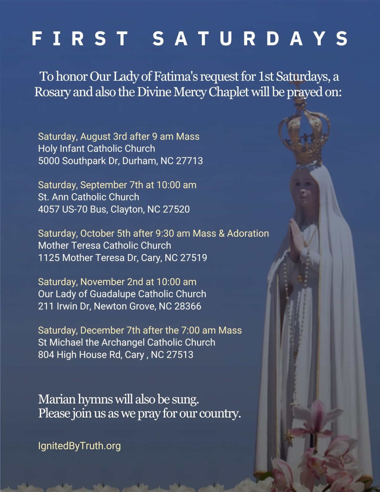 First Saturdays Rosary Event – September | Ignited by Truth